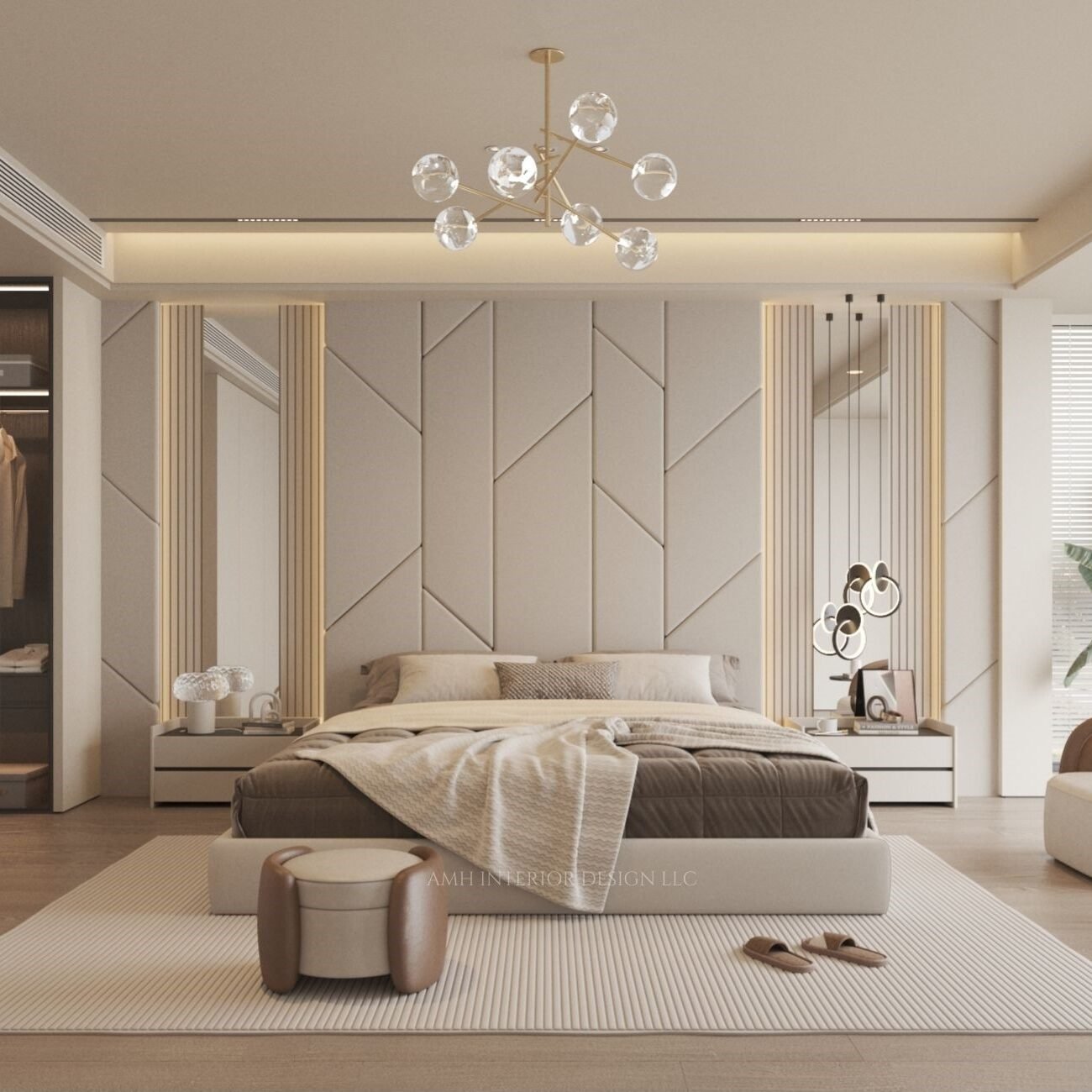 AMH Interior Design-Customized Media wall and Bed Walls in UAE